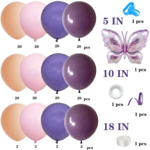 174Pcs Purple Butterfly Balloons Garland Arch Kit with Pink Different Purple Butterfly Foil Balloons for Girl Lavender Baby Bridal Shower Wedding Birthday Party Decorations