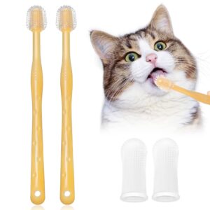 4 Pack Cat Dog Toothbrush 360 ° Silicone Soft Dog Cat Toothbrush 360 ° with Finger Toothbrushes Cat Dog Tooth Brushing Kit Canine Dental Care for Small Medium Large Breed Dogs Cats Puppy Doggie Kitten