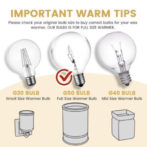 Smartdany Scentsy Light Bulbs for Warmer, 25 Watt Wax Warmer Bulbs with Dimmable, Fast Melting Wax, E12 Base G50/G16.5 Globe Bulbs for Full Size Wax Warmer Light Bulb Replacement (4)