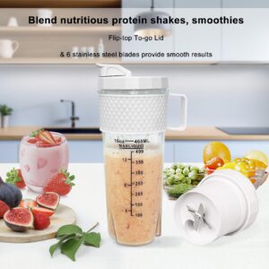 Portable Blender, Yidata Personal 16 Oz Rechargable Smooth Blender with Ultra-sharp Blades Handheld Blender for Travel, Office & Sports (White)