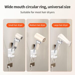 Generic Lazy Hair Dryer Bracket Hands-Free Hair Dryer Holder Adjustable, Bathroom Wall Mount Blow Dryer Holder with Cable Hanger, Firmly Installed on The Wall or Mirror Easy Installation White