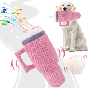 baborui active moving 2 in 1 interactive dog toys, tumbler jumping squeaky dog toys to keep them busy, plush toy with recording and music modes for small/medium/large dogs