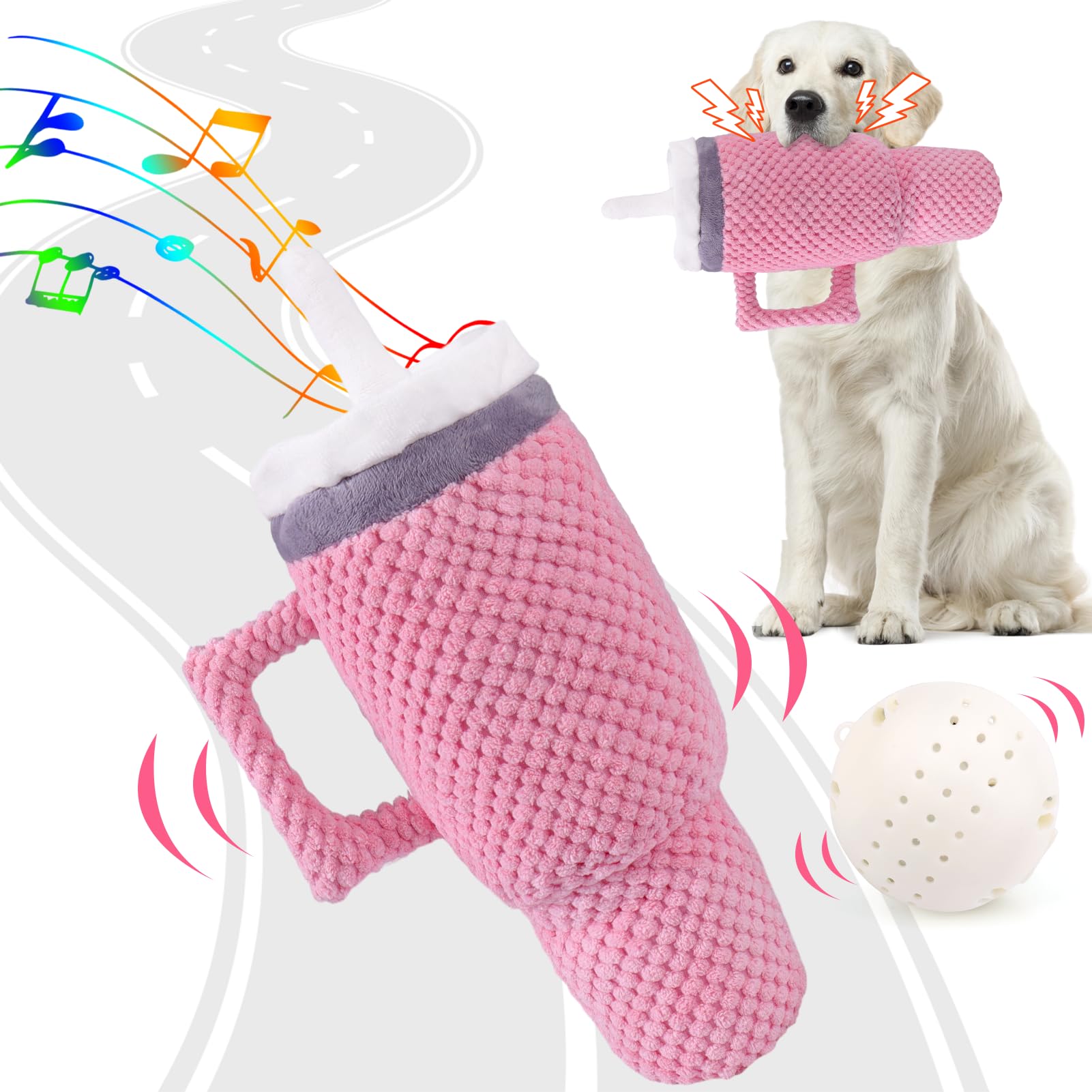 BABORUI Active Moving 2 in 1 Interactive Dog Toys, Tumbler Jumping Squeaky Dog Toys to Keep Them Busy, Plush Toy with Recording and Music Modes for Small/Medium/Large Dogs