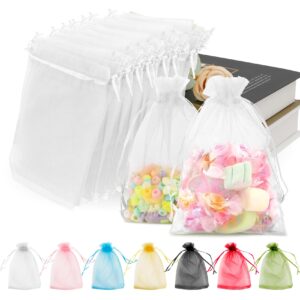 organza bags, sheer organza bags 5 x 7 inch 50 pcs mesh bags drawstring sachet bag drawstring bags small jewelry bags candy bags mesh gift bags for birthday wedding party supply halloween christmas