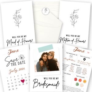 stofinity will you be my bridesmaid card - 8 bridesmaid proposal card, 1 will you be my maid of honor card, 1 will you be my matron of honor proposal, bridesmaid proposal gifts ideas and stickers