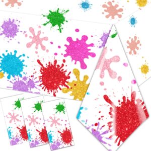 cmusko paint party decorations 3pcs art paint party tablecloth plastic watercolor painting party table covers for paint splatter birthday party decorations supplies, 108x180cm