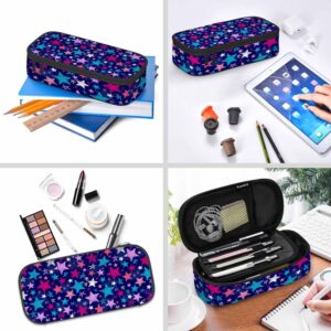 Xuwenz Colorful Stars Pencil Case Woven Stars Purple Blue Red Pencil Bag Pouch Box Organizer for College School Students Boy Girl