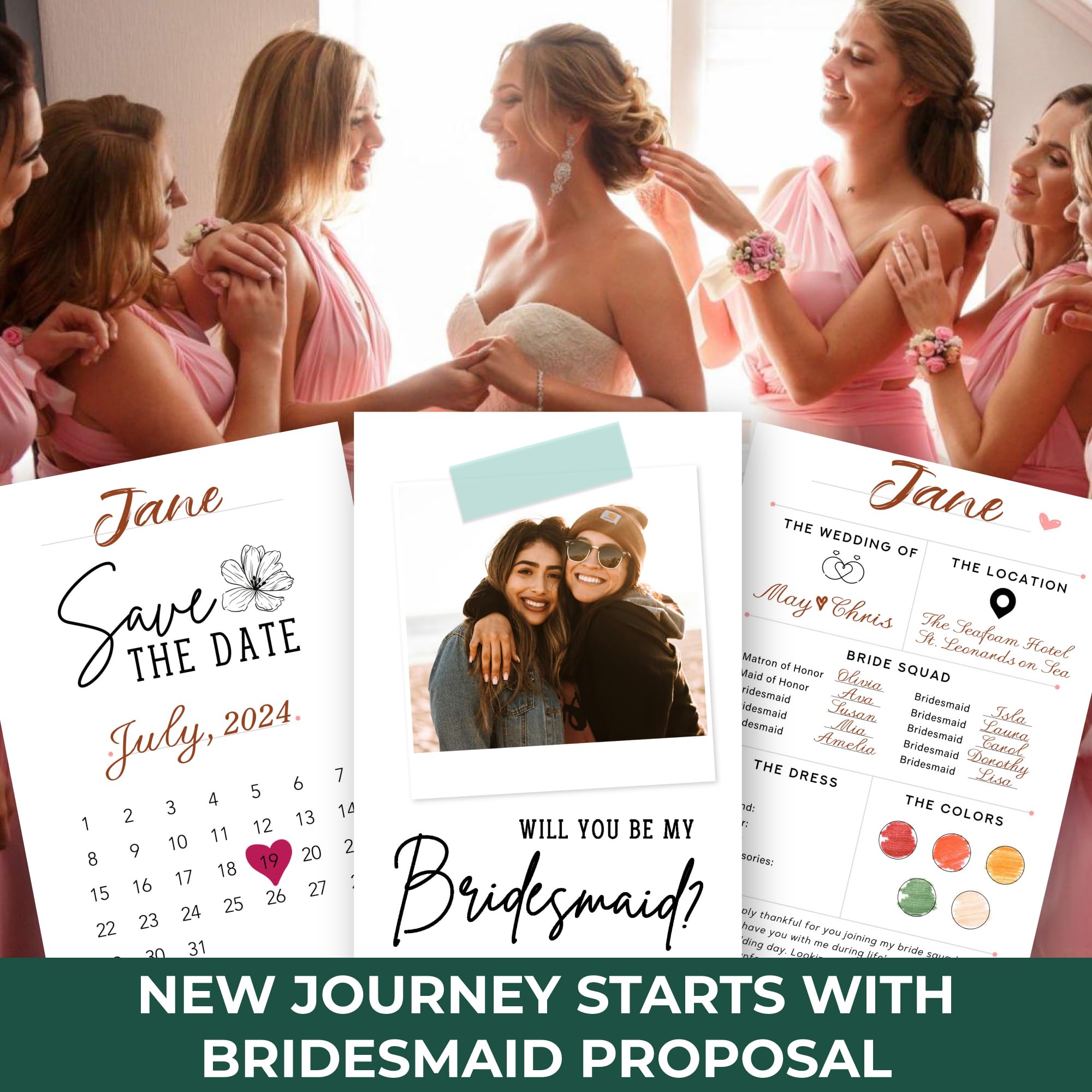 STOFINITY Will You Be My Bridesmaid Card - 8 Bridesmaid Proposal Card, 1 Will You Be My Maid Of Honor Card, 1 Will You Be My Matron Of Honor Proposal, Bridesmaid Proposal Gifts Ideas and Stickers