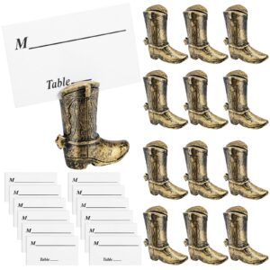 piejofpy 12pcs card holders retro cowboy boots table resin photo stand creative table sign stands picture number sign holders for party events 4.7x4 cm(4.7*4cm,12pcs)