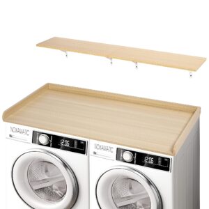 gtouse washer dryer countertop and shelves, 54x27.5inch, laundry countertop over washer and dryer, wood cover for washer and dryer top with edge rails, dryer countertop