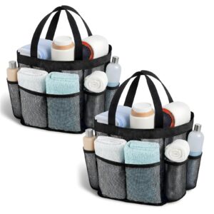 hsongdilys 2 pack mesh shower caddy, portable 8-pocket dorm shower bags with large capacity, essential for college dorms, perfect for swimming, beach, gym, camping, and travel essentials