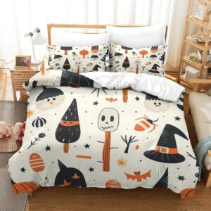 ergtt ghost duvet cover for boys girls comforter covers quilt cover 3d print halloween style with pillow cases soft microfiber bedding set with zipper closure 3 pieces twin（173x218cm）