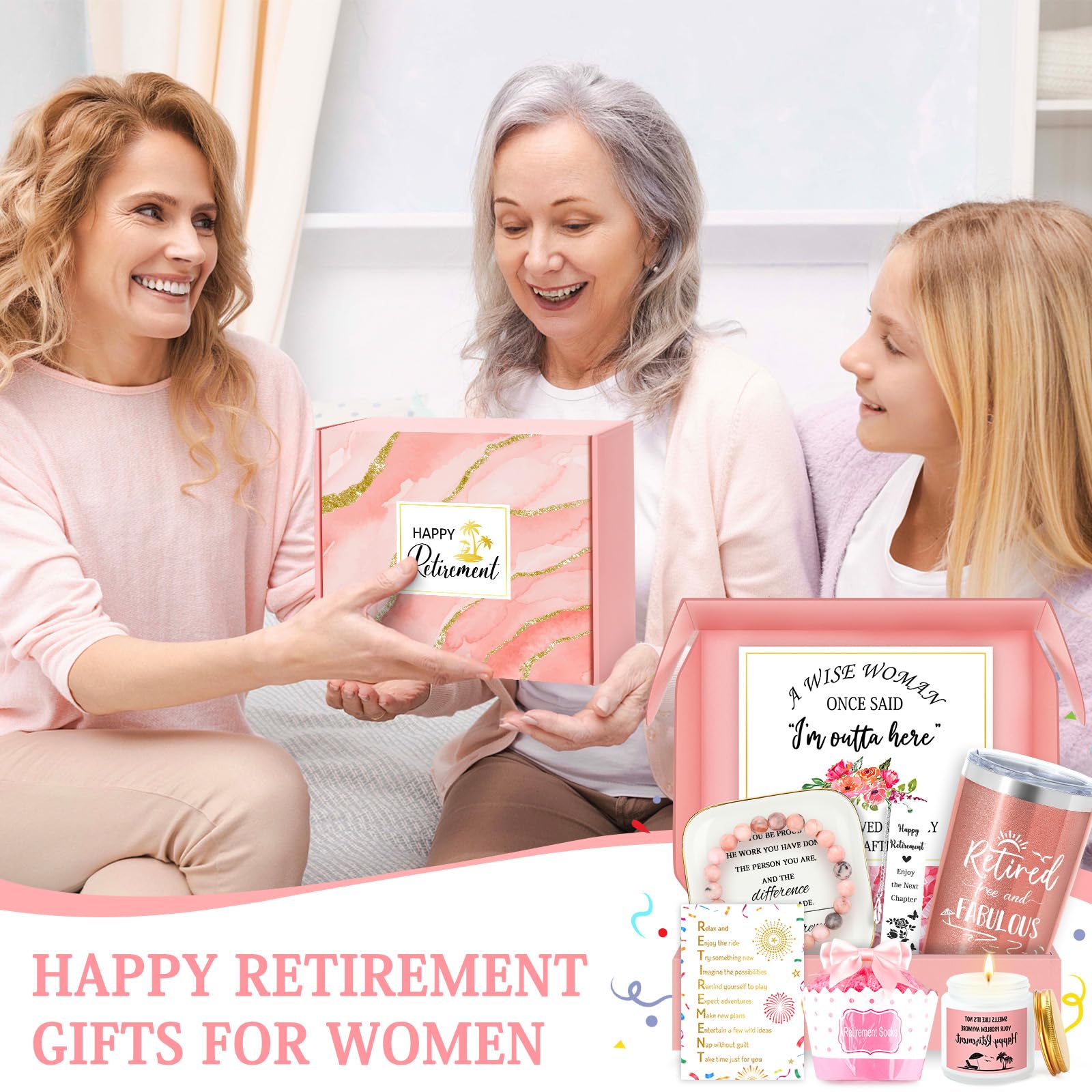 Launrada Retirement Gifts for Women 2024 Best Retirement Gifts Ideas for Women Happy Retirement Gifts Classy Retirement Gift for Woman Funny Retired Gifts for Women Coworker Teacher Nurse Mom Boss