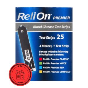 relion premier test strips 25 count | blood glucose test strips | test strips for diabetes | blood sugar test strips | diabetic test strips | reli on premier blood glucose test strips