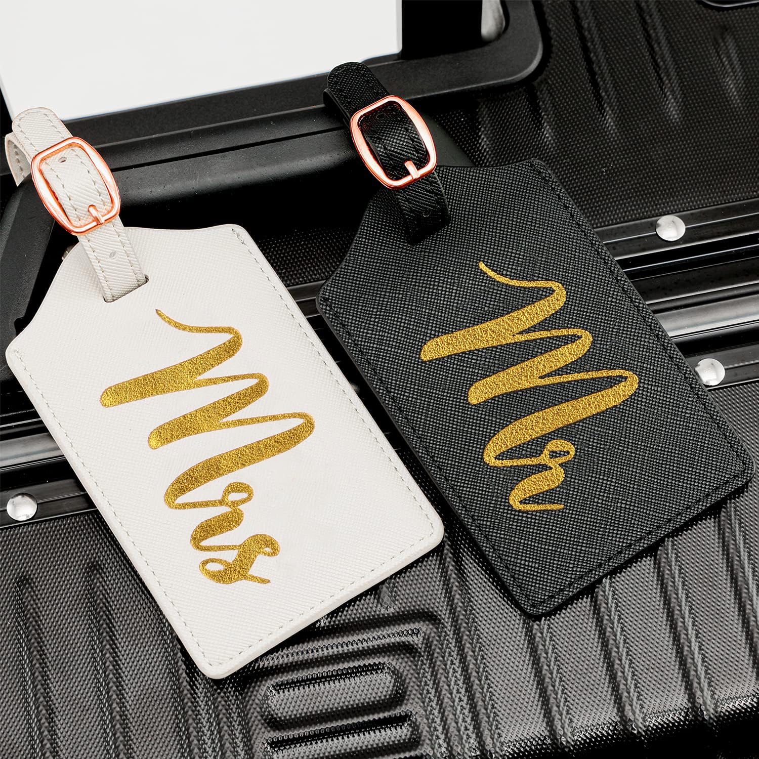 DHQH Personalized Mr and Mrs EST 2024 Gift Stainless Steel Travel Tumbler & Leather Luggage Tag Set - Wedding Gifts for Couples 2024- Perfect Newlywed, Engagement, and Bridal Shower Gifts