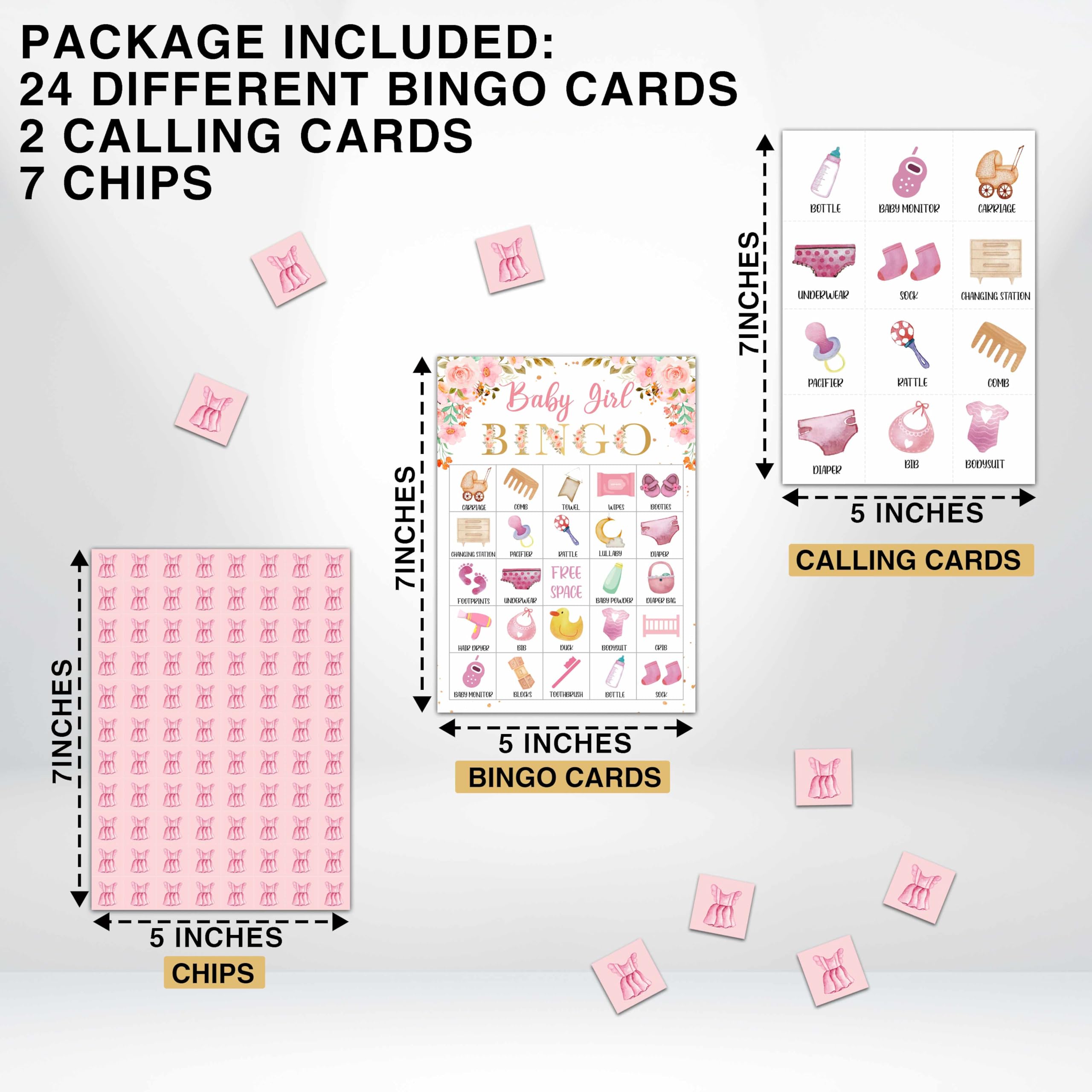 Baby Shower Bingo Games, Baby Bingo for Baby Shower, Blush Pink Floral Baby Bingo Game, Gender Reveal Games, Baby Shower Decorations Favors, 24 Players Bingo Games Cards (C04)