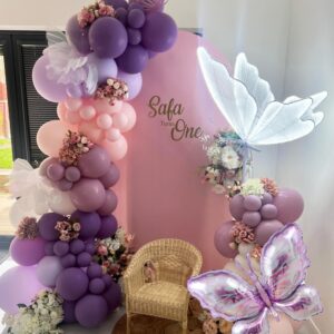 174Pcs Purple Butterfly Balloons Garland Arch Kit with Pink Different Purple Butterfly Foil Balloons for Girl Lavender Baby Bridal Shower Wedding Birthday Party Decorations