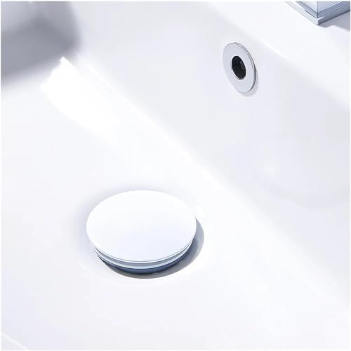 BHYTAF Sink Basin Plug Drain White Luxury Sink Pop Up Drain Stopper Basin Bathroom Lavatory Kitchen Bathtub Accessories Cap Washbasin Plug Brass