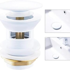 BHYTAF Sink Basin Plug Drain White Luxury Sink Pop Up Drain Stopper Basin Bathroom Lavatory Kitchen Bathtub Accessories Cap Washbasin Plug Brass