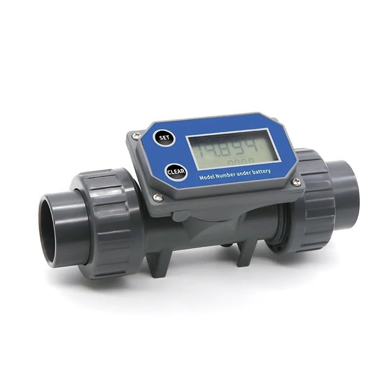 Aoleaby 1"" 1-1/2"" 2"" 2-1/2"" 3"" Turbine Flow Meter Electronic PVC LCD Digital Display Flowmeter ZJLCD-BT01 for Farm/Garden Irrigation (Size : 2"", Color : Without Cable)