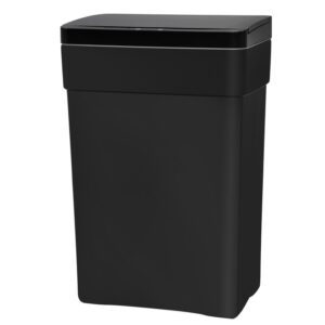 paylesshere 13 gallon 50 l trash can with lid plastic kitchen trash bin automatic touch free motion sensor trash can (1, black)