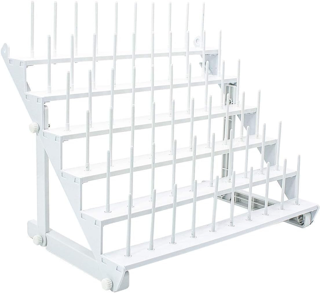 MagnaHoop Thread Rack with 60 Spools, Large Thread Stand with Long Pegs, Bright White Plastic Thread Holder for Embroidery, Thread Storage and Hair Braiding