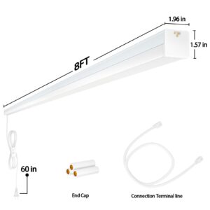 AntLux Linkable 8FT LED Shop Lights, 110W 8 Foot Ceiling Light [6-lamp T8 Fluorescent Equiv.], 12000LM, 5000K, Compact 96” LED Strip Lights for Warehouse Garage, Hanging & Flush Mount, Plug in, 4 Pack