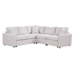 Merax L Shaped Modular Sofa with Backrest Cushions 4-Seat Couch for Living Room, 100"x94.1"x35.4", Beige