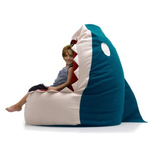 lazy life paris bean bag chair cover (no filler) original design shark velvet ultra-soft for kids & adults artwork at home stuffed animal chair toy storage