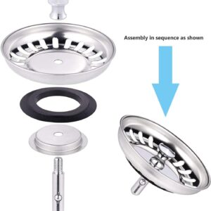 Kitchen Sink Strainer Kitchen Sink Plug, 2 Pack Universal Sink Plugs Bath Plug Strainer Plug, Thickened Stainless Steel Sink Plug Strainer For Kitchen Bathroom Home Office Hotel, Diameter 80Mm