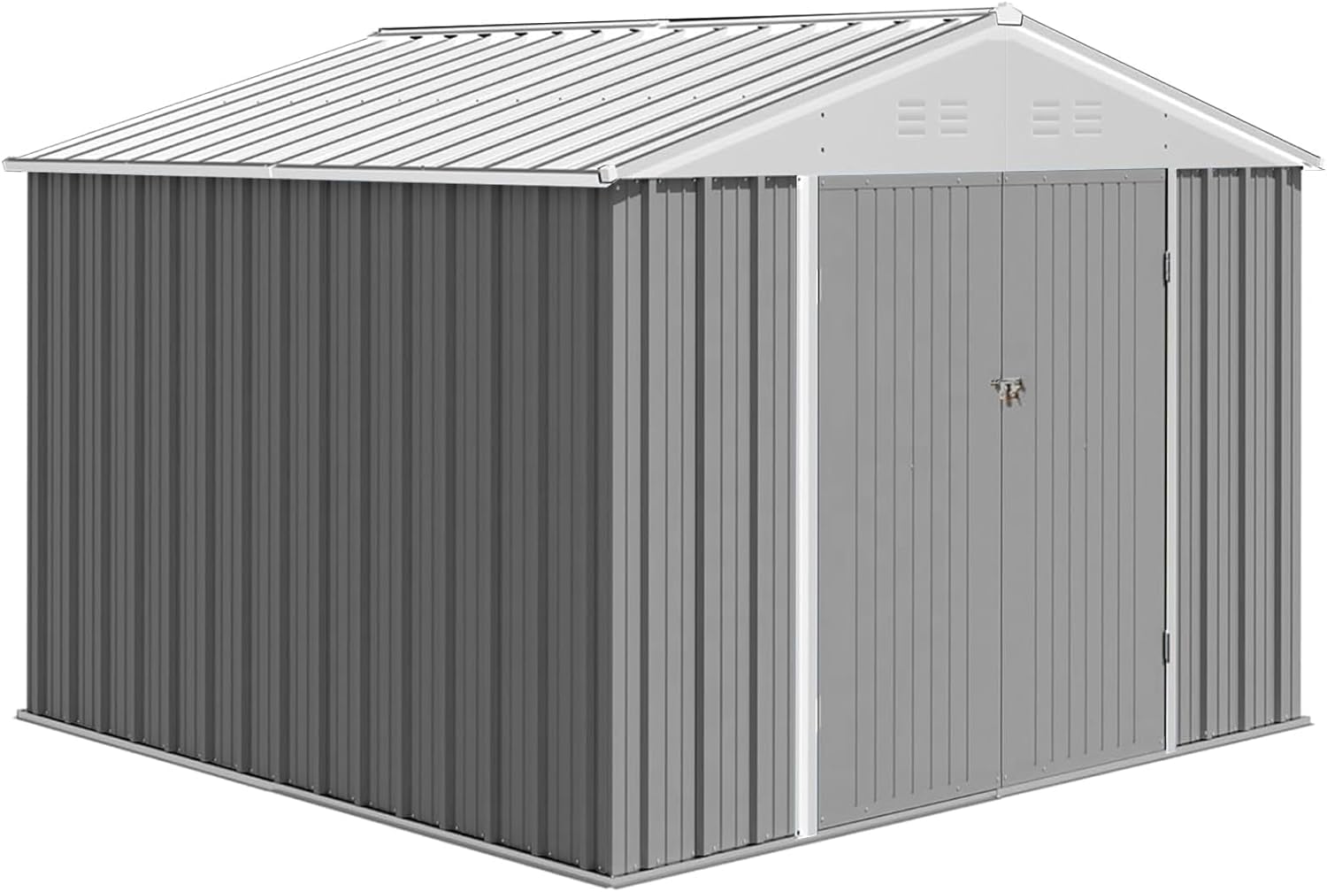 Zstar 8x8 FT Metal Outdoor Storage Shed, Steel Utility Tool Shed Storage House with Lockable Door Design, Garden Tool Sheds for Backyard Patio Lawn