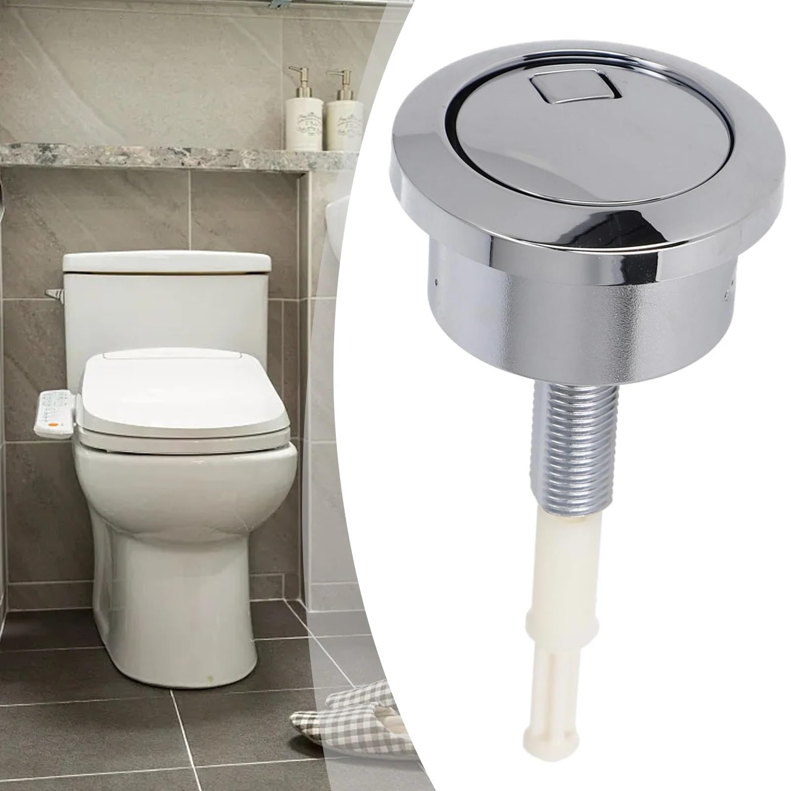 FMBC Toilet Button Compatible with Type 280 Replacement Dual Actuation Push Button Silver ABS Chrome Plating Push Button Home Improvement