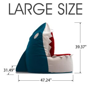 LAZY LIFE PARIS Bean Bag Chair Cover (No Filler) Original Design Shark Velvet Ultra-Soft for Kids & Adults Artwork at Home Stuffed Animal Chair Toy Storage