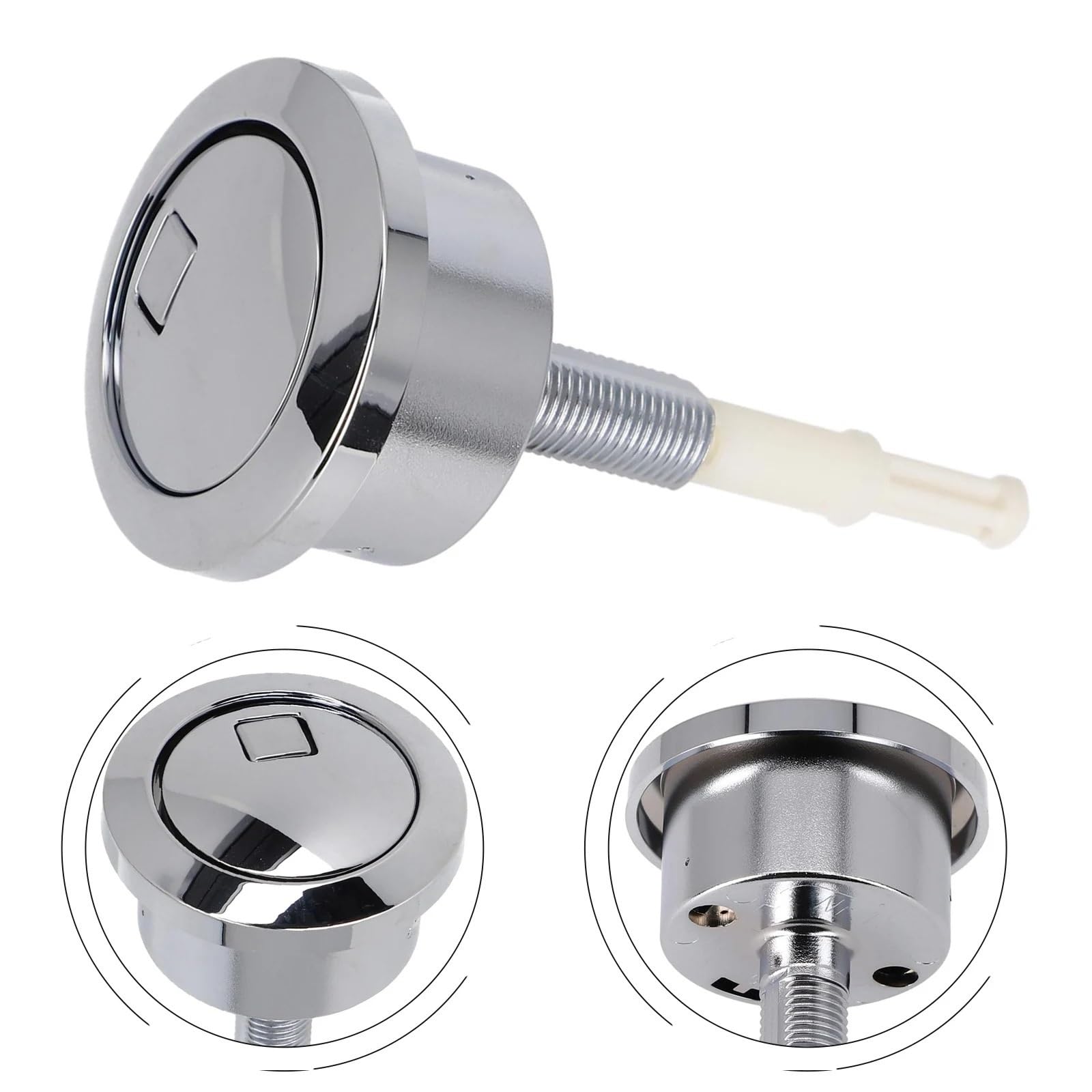 FMBC Toilet Button Compatible with Type 280 Replacement Dual Actuation Push Button Silver ABS Chrome Plating Push Button Home Improvement