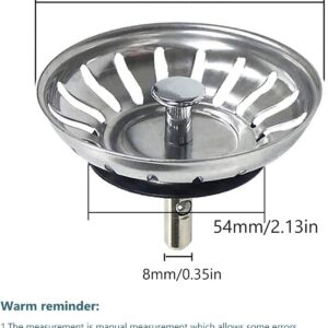 Kitchen Sink Strainer Kitchen Sink Plug, 2 Pack Universal Sink Plugs Bath Plug Strainer Plug, Thickened Stainless Steel Sink Plug Strainer For Kitchen Bathroom Home Office Hotel, Diameter 80Mm