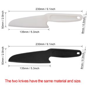 2 PCS Nylon Knife for Nonstick Pans, Safe Knife for Kids, Plastic Knives for Child Real Cooking, Food Grade Nylon Heat-resistant up to 428℉/220℃ (2-Comb-Black-White)