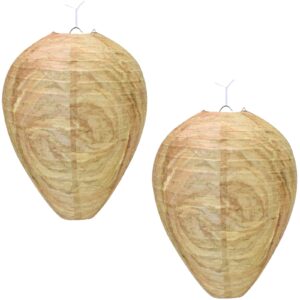 halatool 2 pcs light brown hanging fake wasp nest outdoor fake hornets nest decor for home and garden