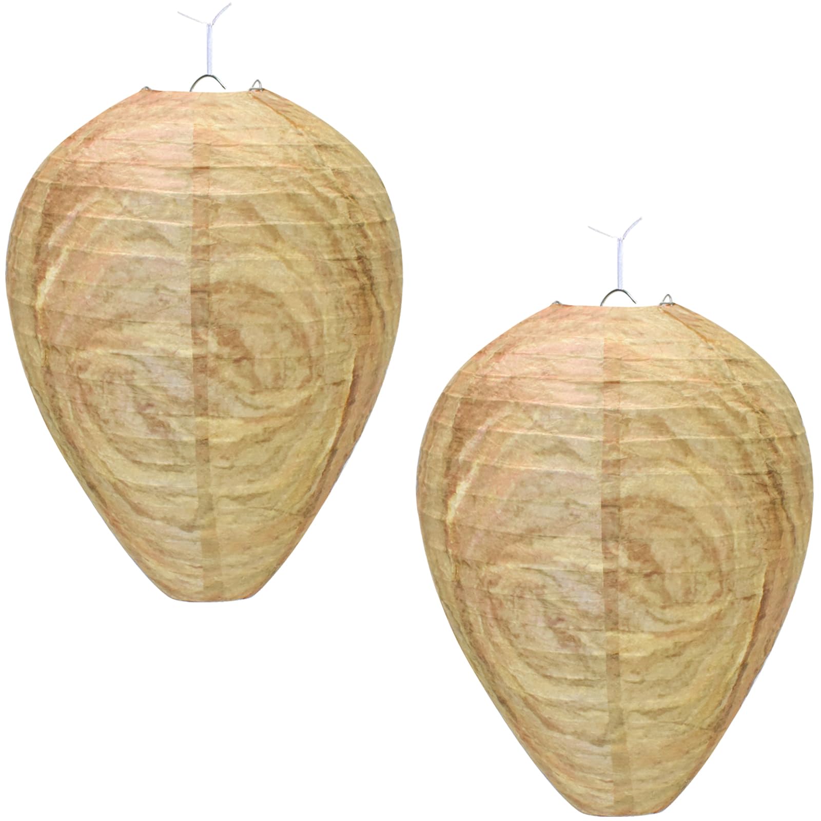 Halatool 2 Pcs Light Brown Hanging Fake Wasp Nest Outdoor Fake Hornets Nest Decor for Home and Garden