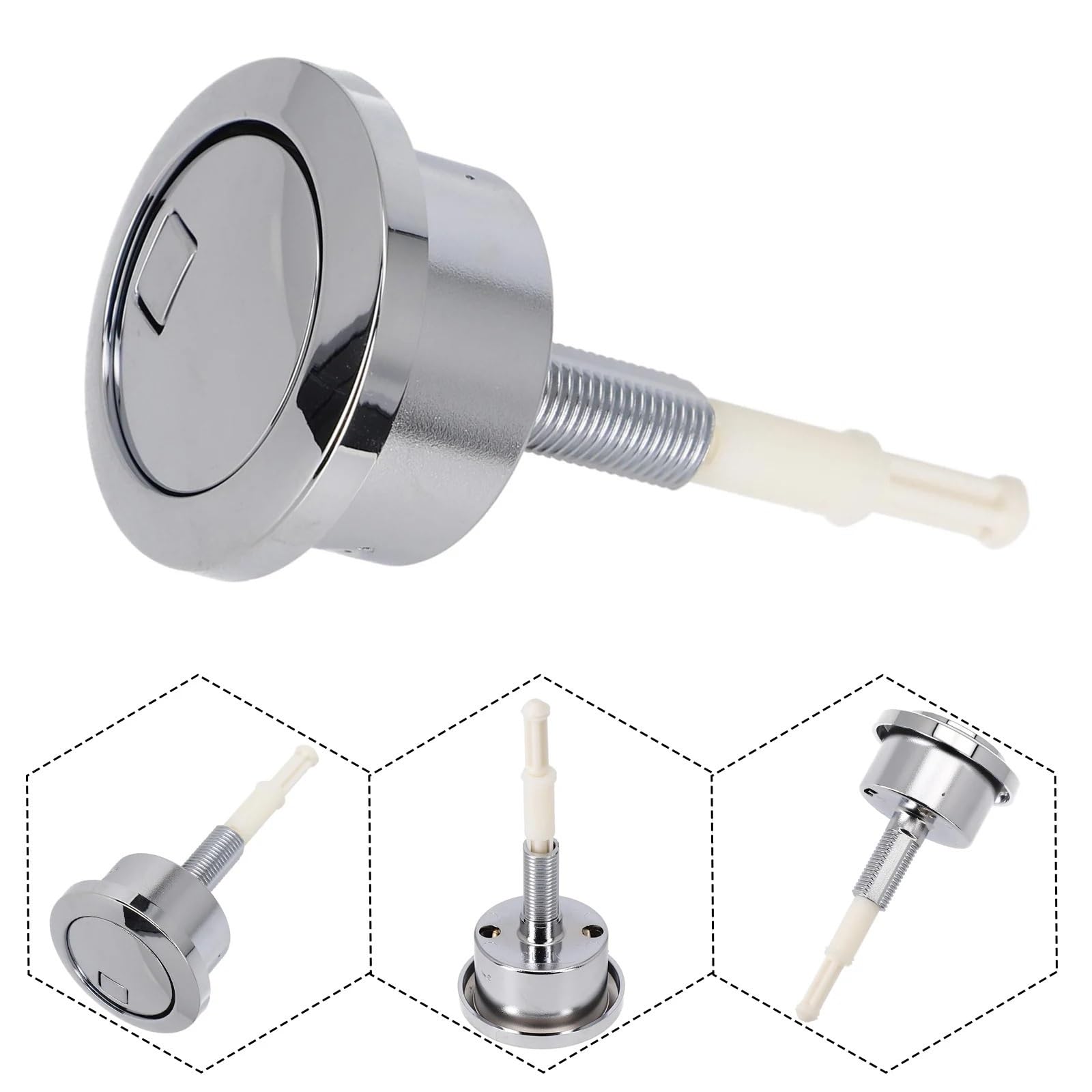 FMBC Toilet Button Compatible with Type 280 Replacement Dual Actuation Push Button Silver ABS Chrome Plating Push Button Home Improvement