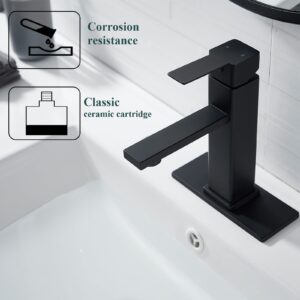 NICTIE Bathroom Faucet Black Bathroom Sink Faucet Single Hole Single Handle Vanity Sink Faucet Matte Black Modern Commercial RV Faucet with Pop-up Drain for 1 - or 3-Hole Bathroom Sink