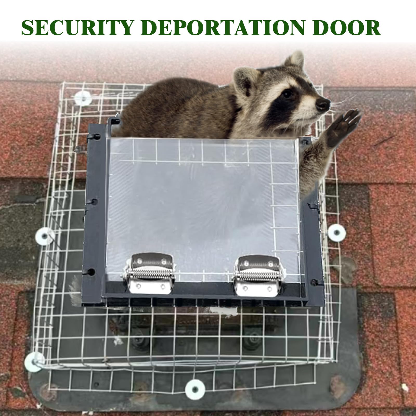 Raccoon One Way Eviction Door, Raccoon Trap Live Catcher, The Raccoon Trap Contactless Excluder for Attics, Under Decks, and Chimneys, DIY Installation(with 8 Tie Tapes)