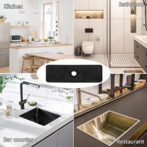 Dimber Sink Splash Guard, Kitchen Sink Splash Guard with 5 Drains, Faucet Mat for Kitchen Sink 17.4”x5.5”(Black,1-Pack)