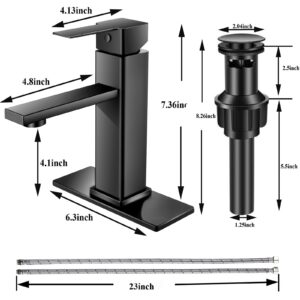 NICTIE Bathroom Faucet Black Bathroom Sink Faucet Single Hole Single Handle Vanity Sink Faucet Matte Black Modern Commercial RV Faucet with Pop-up Drain for 1 - or 3-Hole Bathroom Sink