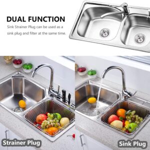 Kitchen Sink Strainer Kitchen Sink Plug, 2 Pack Universal Sink Plugs Bath Plug Strainer Plug, Thickened Stainless Steel Sink Plug Strainer For Kitchen Bathroom Home Office Hotel, Diameter 80Mm