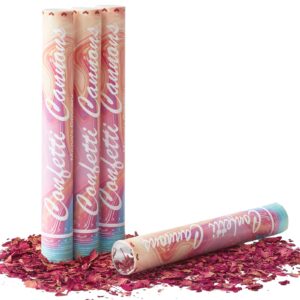 meng's grocery natural dried flower petal confetti cannon, 4pcs rose petals party supplies confetti poppers, biodegradable petals confetti cannon for wedding, birthday, graduation