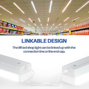 AntLux Linkable 8FT LED Shop Lights, 110W 8 Foot Ceiling Light [6-lamp T8 Fluorescent Equiv.], 12000LM, 5000K, Compact 96” LED Strip Lights for Warehouse Garage, Hanging & Flush Mount, Plug in, 4 Pack