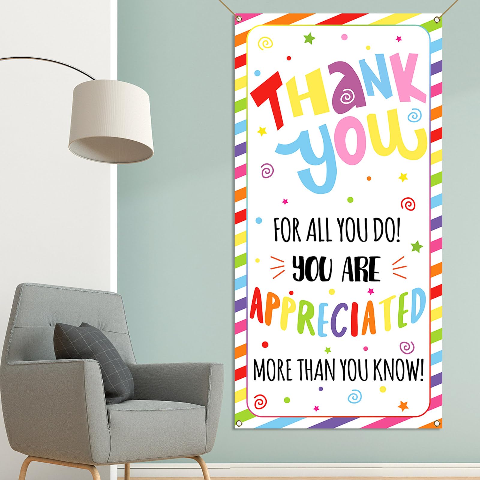 Vohado Thank You for All You Do Door Cover Thank You Banners for Employee Teacher Doctor Nurse Staff Appreciation Decorations 2024 Prom Congratulations Graduates Party Decor