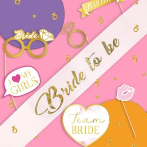 Chug Buddy Bachelorette Party Decorations Pack - Bride Sash, Bride to Be Banner, Tattoos, Confetti & Photo Booth Props - Bachelorette Party Supplies & Accessories