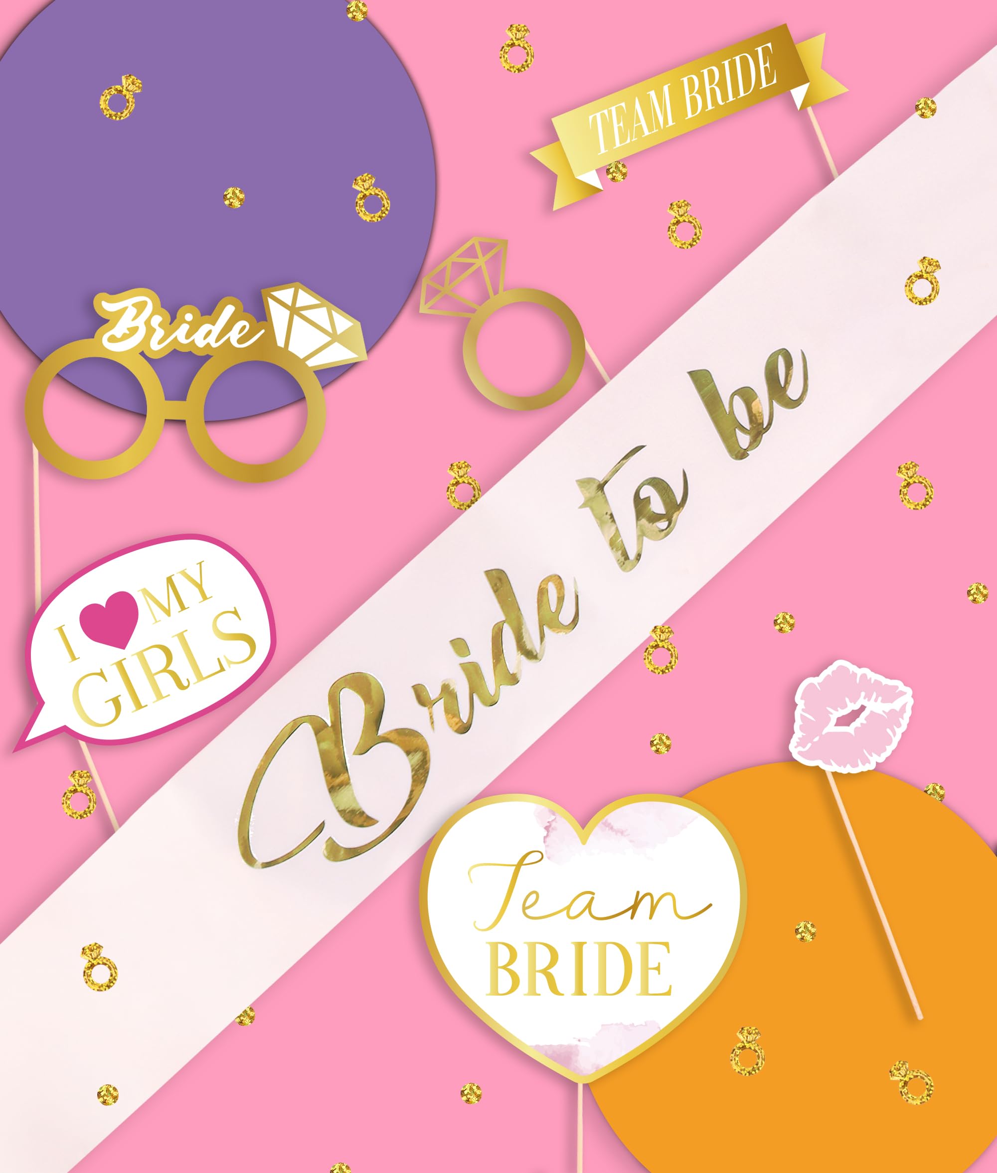 Chug Buddy Bachelorette Party Decorations Pack - Bride Sash, Bride to Be Banner, Tattoos, Confetti & Photo Booth Props - Bachelorette Party Supplies & Accessories