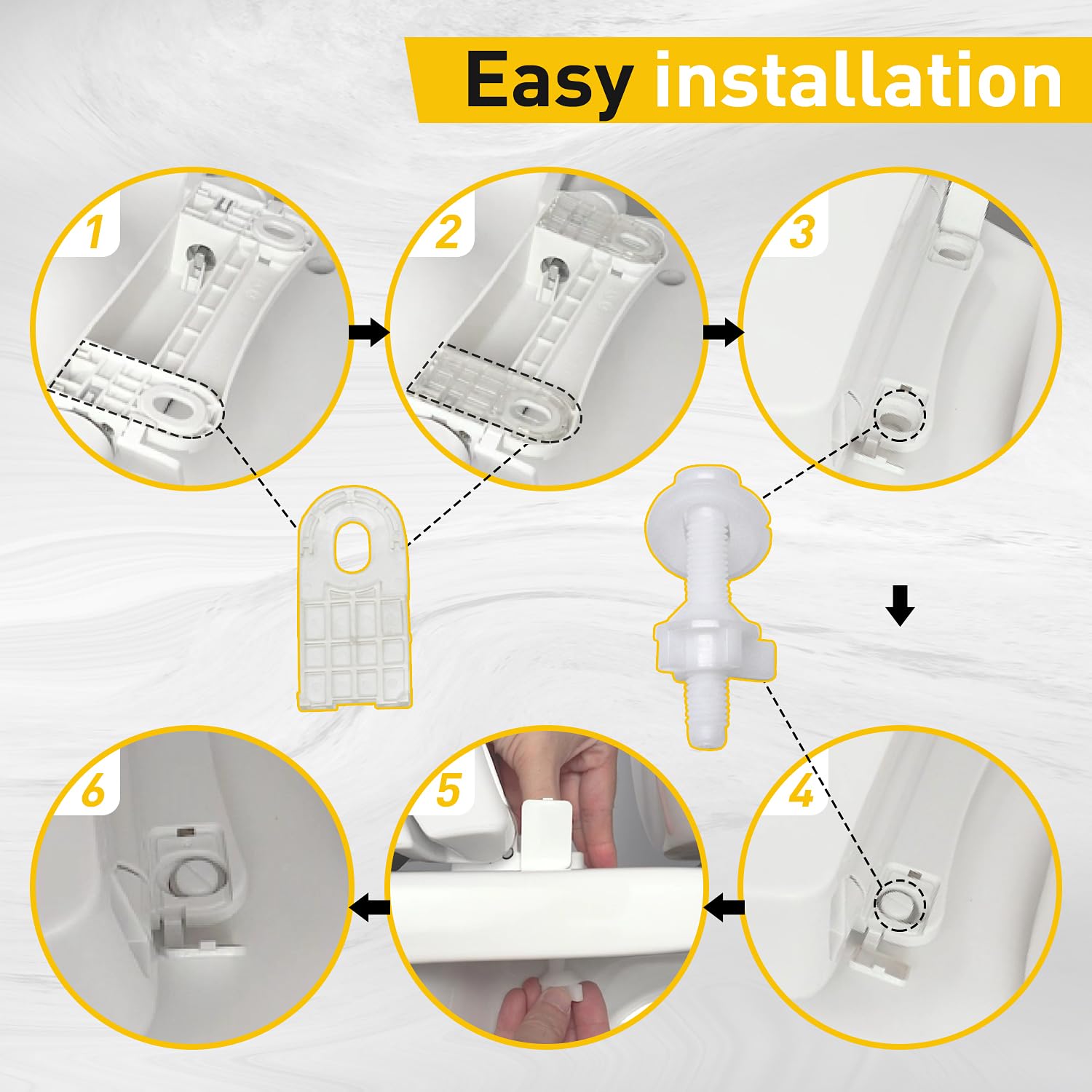 OasisFlow Plastic Toilet Seat Bolts Installation Kit for TOTO THU689 Toilets and Bidets Easy to Install Traditional Toilet Seat Bolt Covers, 2-Piece Set - Toilet Parts